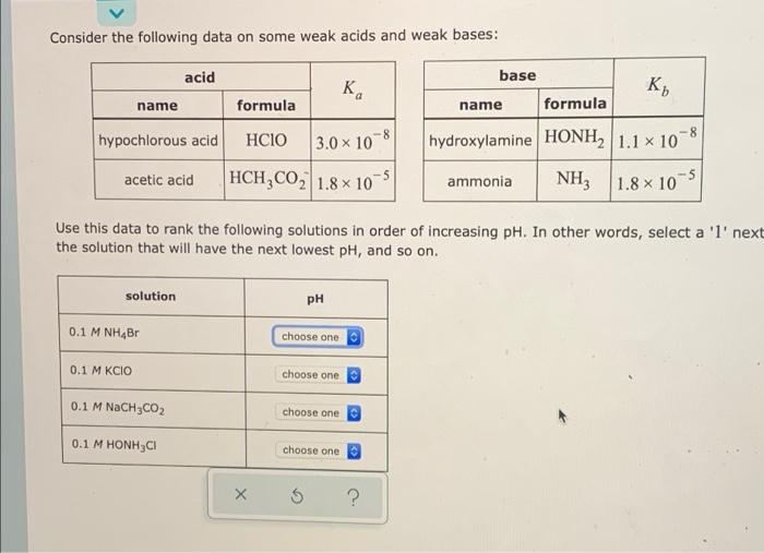 Solved Consider the following data on some weak acids and | Chegg.com