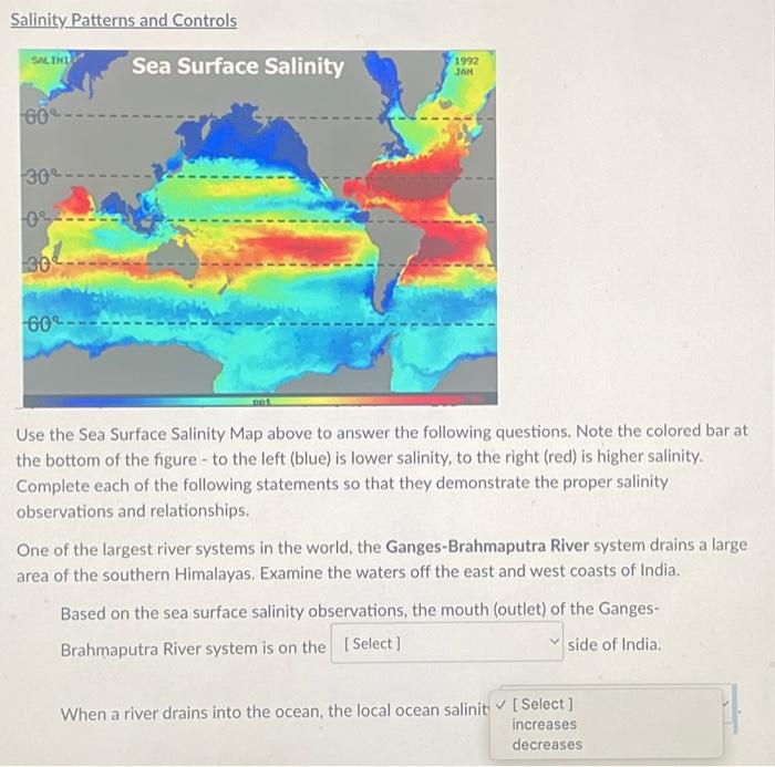 Solved se the Sea Surface Salinity Map above to answer the | Chegg.com