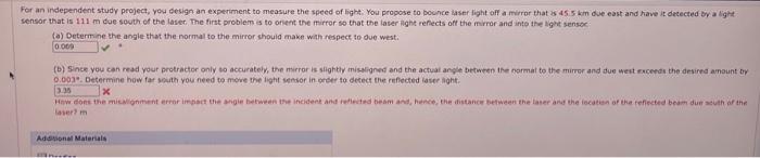 Solved sensor that is 111 m doe south of the laser, The | Chegg.com