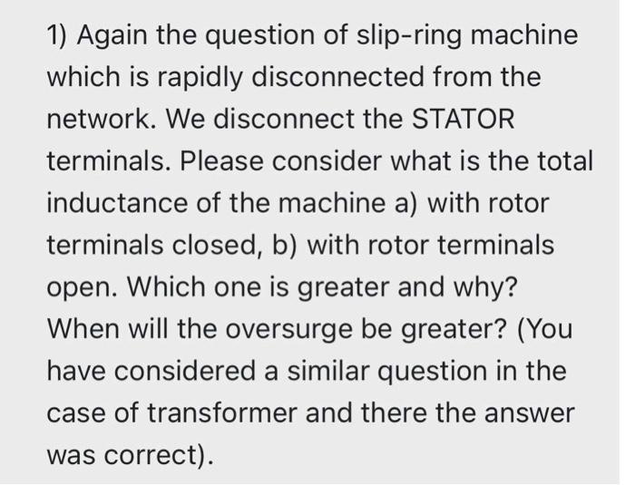 Solved Q) Consider example of slip-ring induction machine | Chegg.com