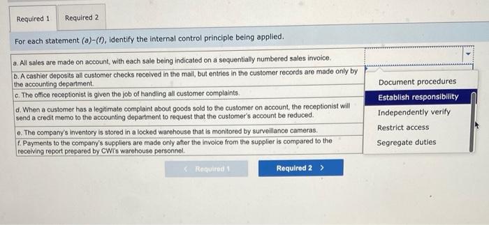 Solved Required 1 Required 2 For each statement (a)−(f), | Chegg.com