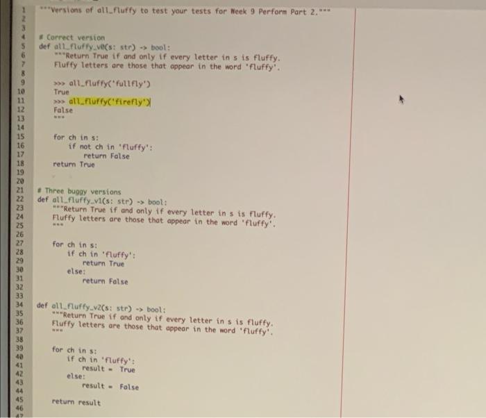 Solved ***Versions of all fluffy to test your tests for Week | Chegg.com