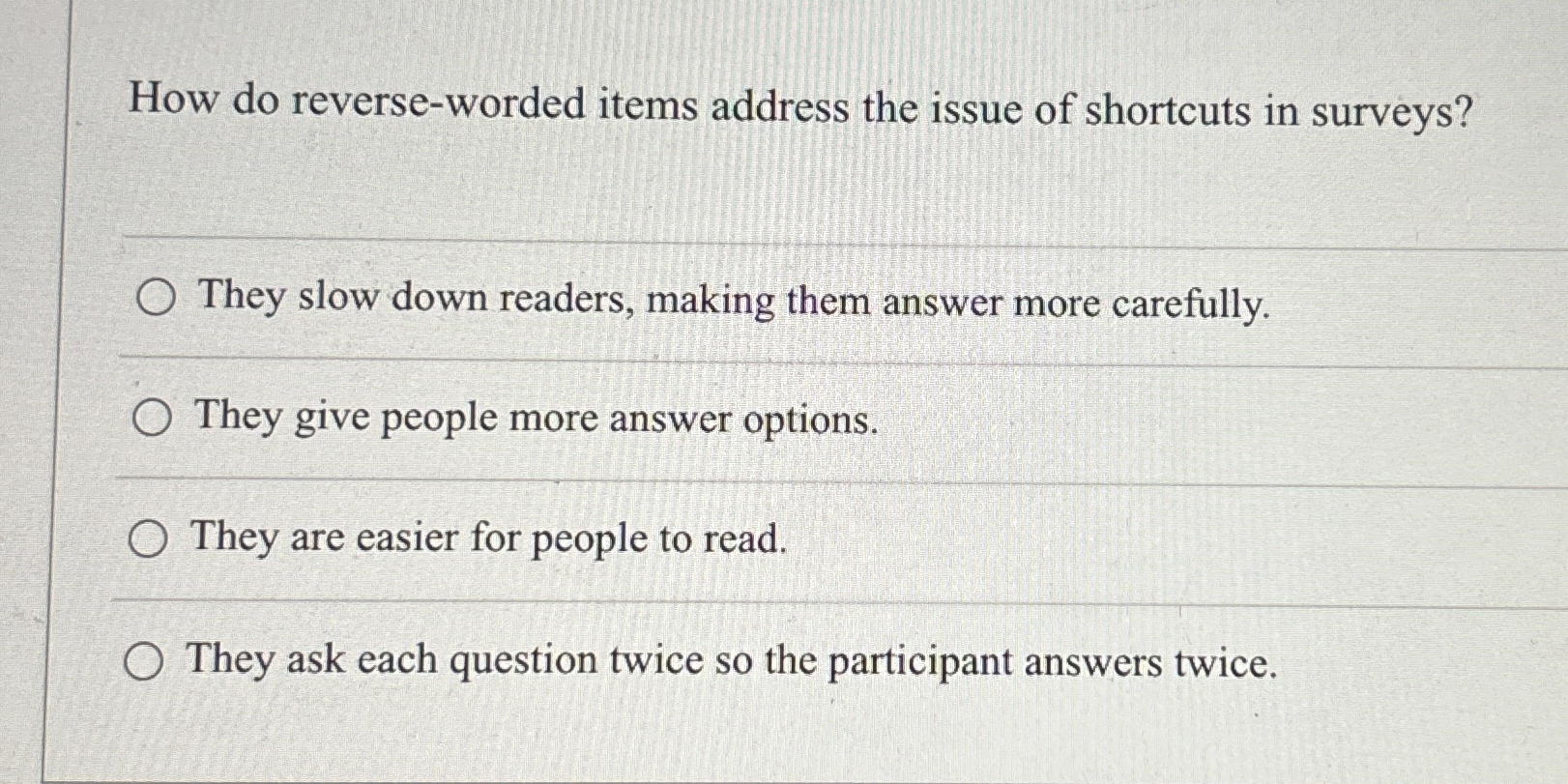Solved How do reverse-worded items address the issue of | Chegg.com