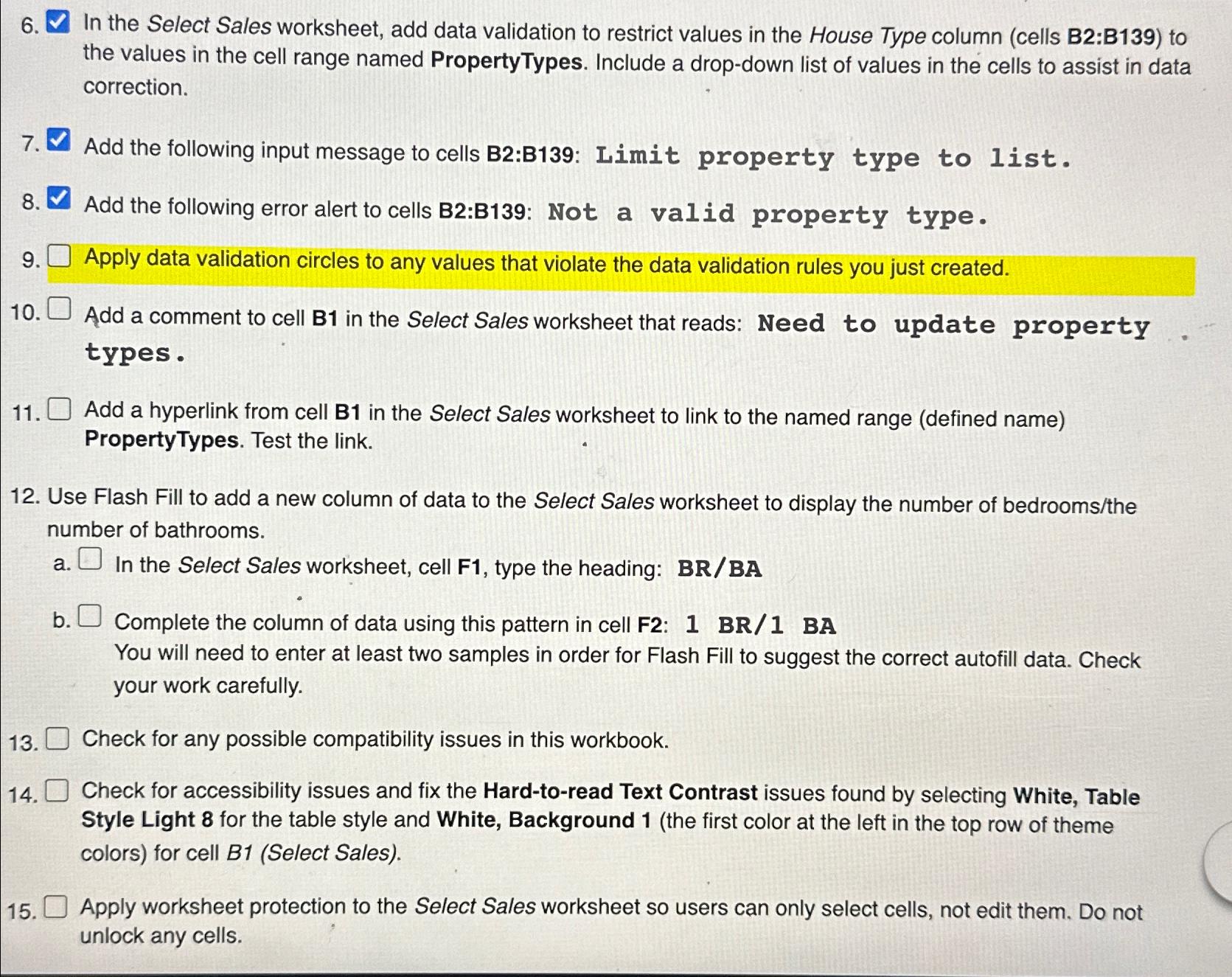 Solved In the Select Sales worksheet, add data validation to | Chegg.com
