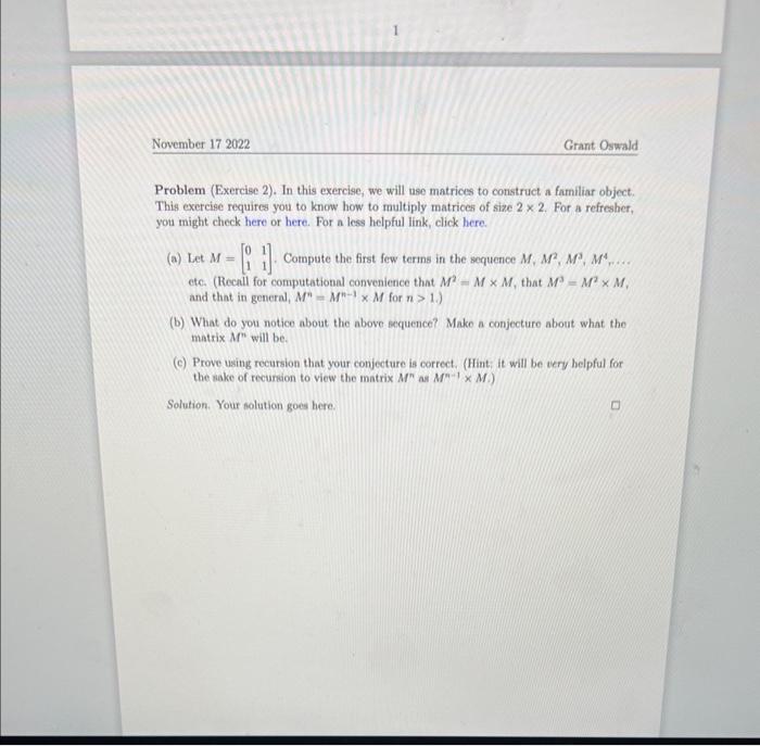 Solved Problem (Exercise 2). In this exercise, we will use | Chegg.com