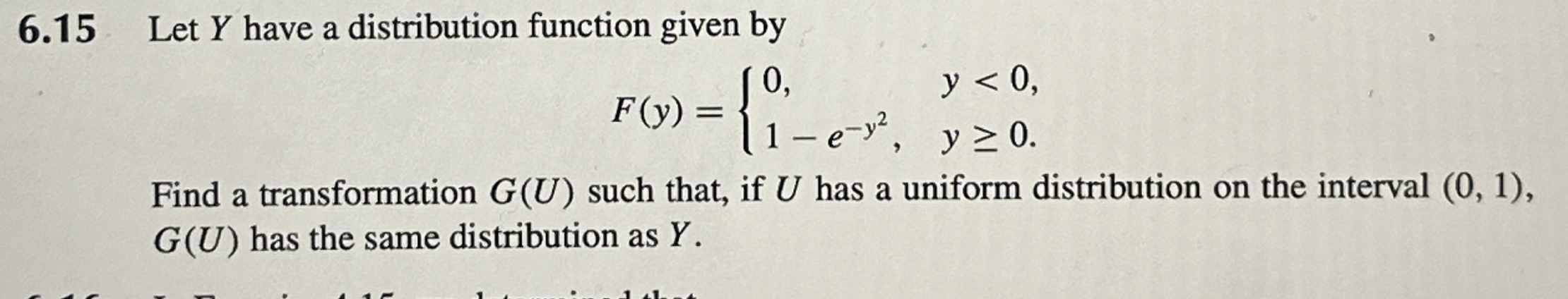 Solved 6.15 ﻿Let Y ﻿have a distribution function given | Chegg.com