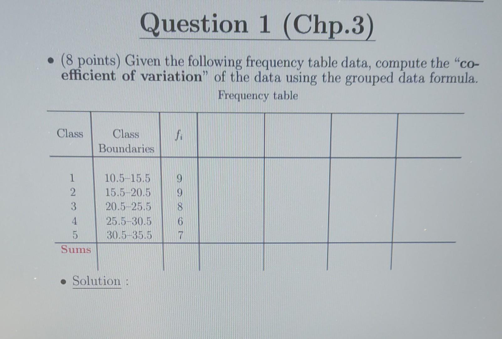 Solved Question 1 (Chp.3) . (8 points) Given the following | Chegg.com