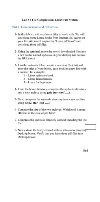 Solved Lab 5: File Compression, Linus File System Part 1: | Chegg.com