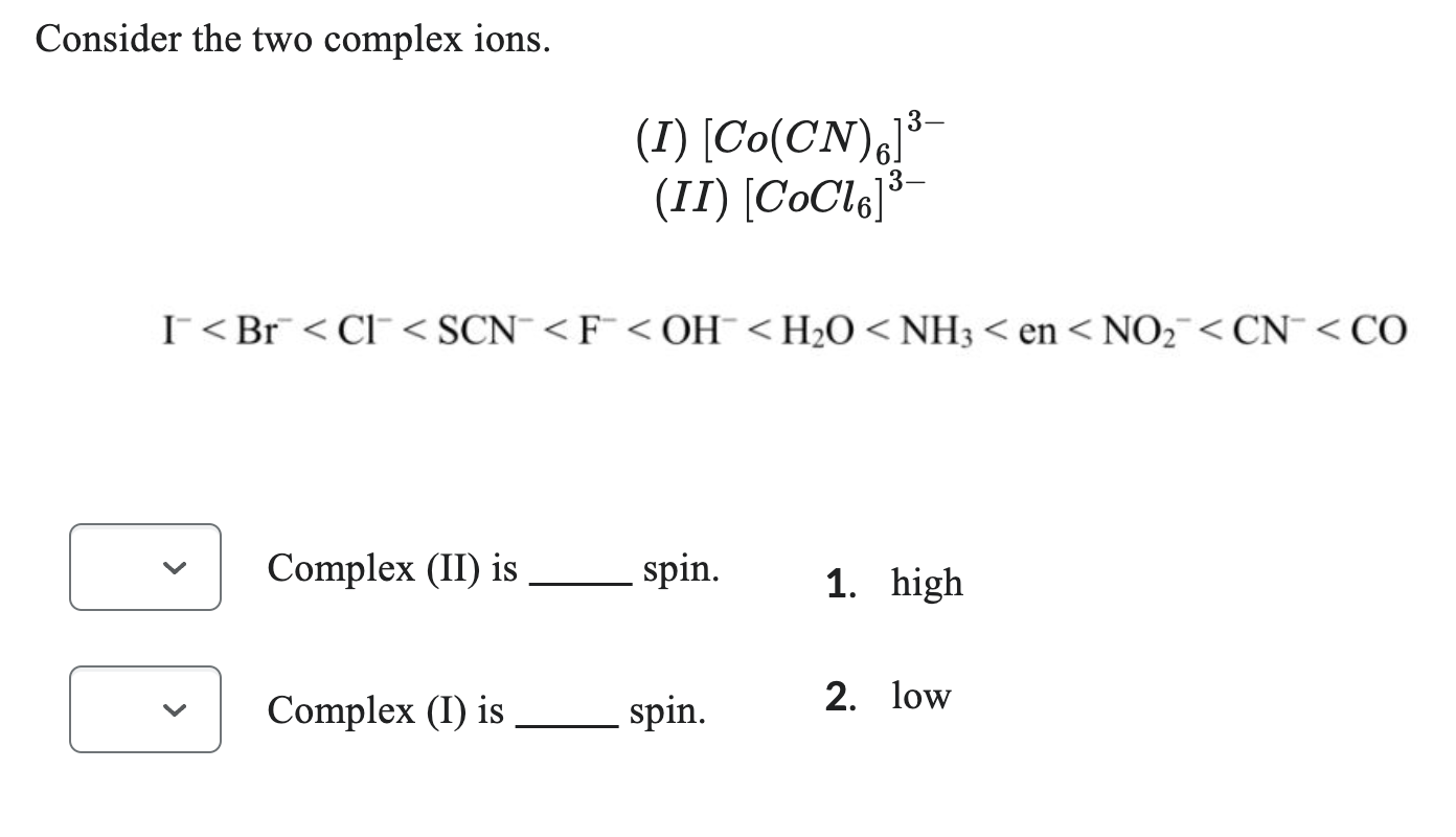 Solved Consider the two complex | Chegg.com