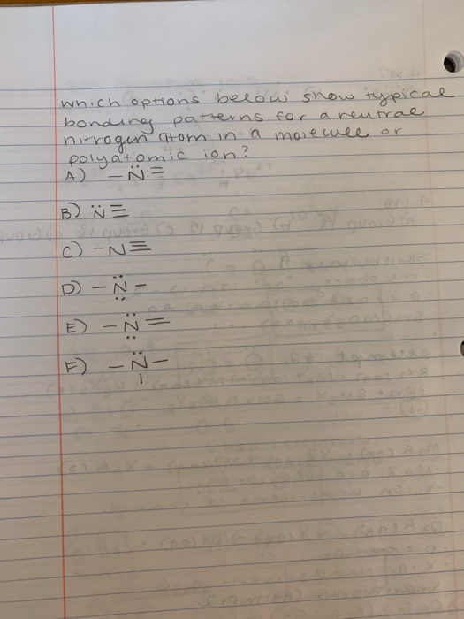 Solved which options below show typical bonding patterns for | Chegg.com