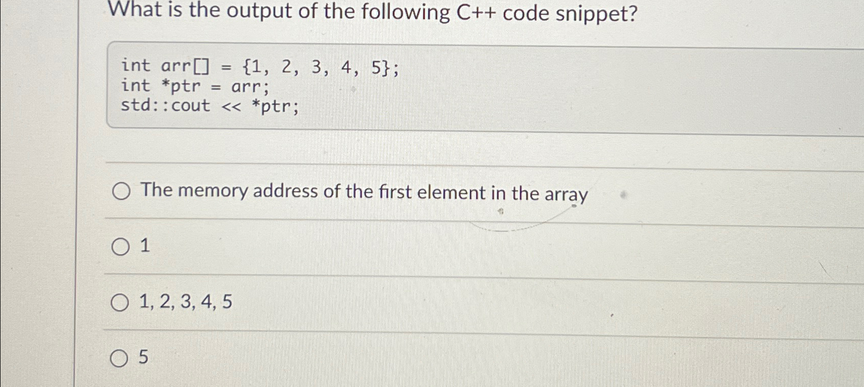 Solved What is the output of the following C++ ﻿code | Chegg.com