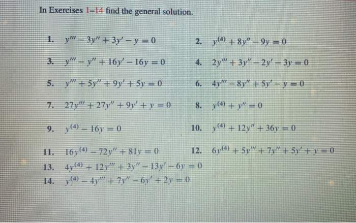 Solved In Exercises 1-14 find the general solution. 1. yll – | Chegg.com Solved In Exercises 1-14 find the general solution. 1. yll – | Chegg.com