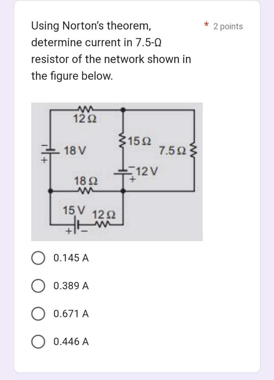 Solved Using Norton's theorem, determine current in 7.5- Ω | Chegg.com
