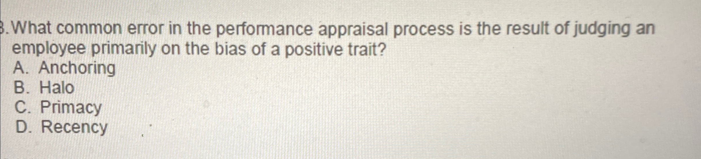 Solved What common error in the performance appraisal | Chegg.com