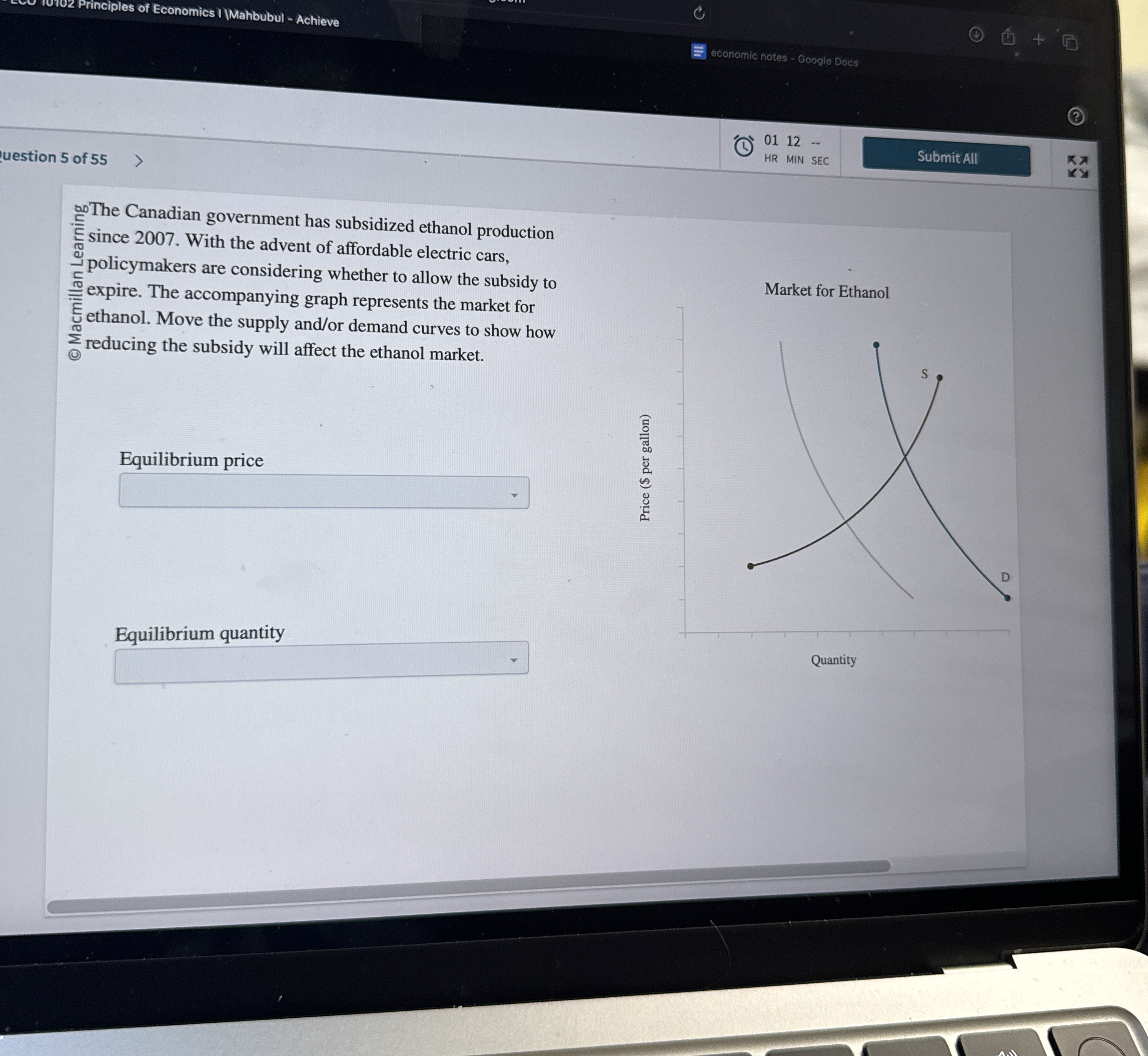 Solved ?∞02 ﻿The Canadian government has subsidized ethanol | Chegg.com