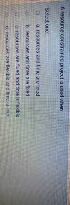 Solved A resource constrained project is used when Select | Chegg.com