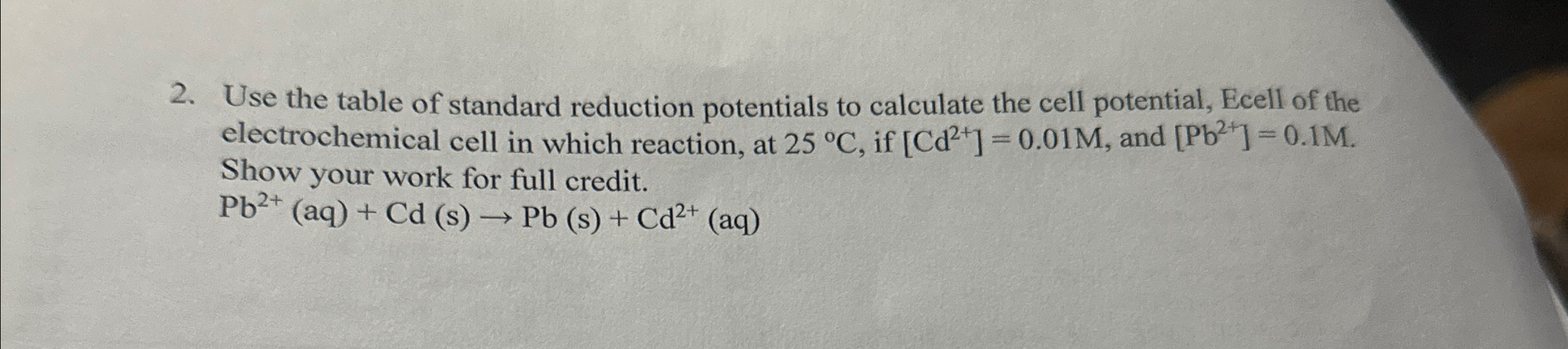 Solved Use the table of standard reduction potentials to | Chegg.com