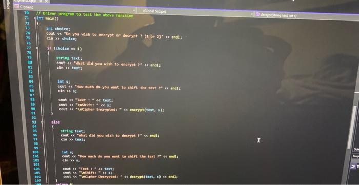 Solved I need help writing a caeser cipher code in C++. The | Chegg.com