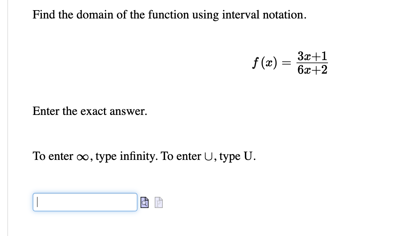 Solved Find the domain of the function using interval | Chegg.com