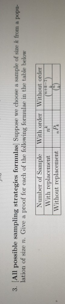 Solved 3. [All possible sampling strategies formulas) | Chegg.com