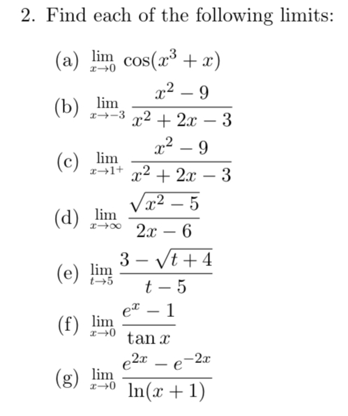 Solved Find each of the following limits:(e) limt→53-t+42t-5 | Chegg.com