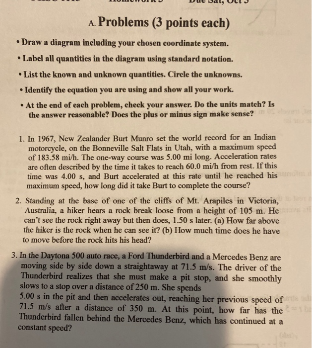 Solved A. Problems (3 points each) • Draw a diagram | Chegg.com