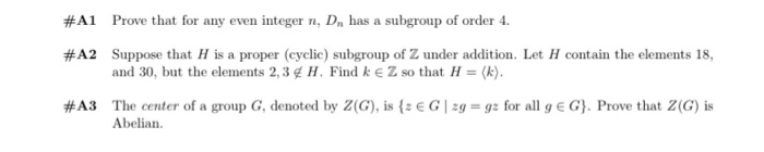 Solved #A1 Prove that for any even integer n, Dhas a | Chegg.com