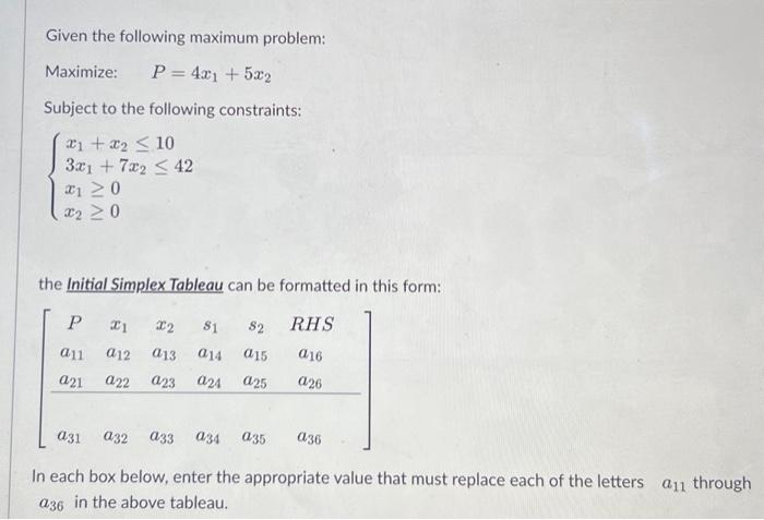 Given the following maximum problem: Maximize: | Chegg.com