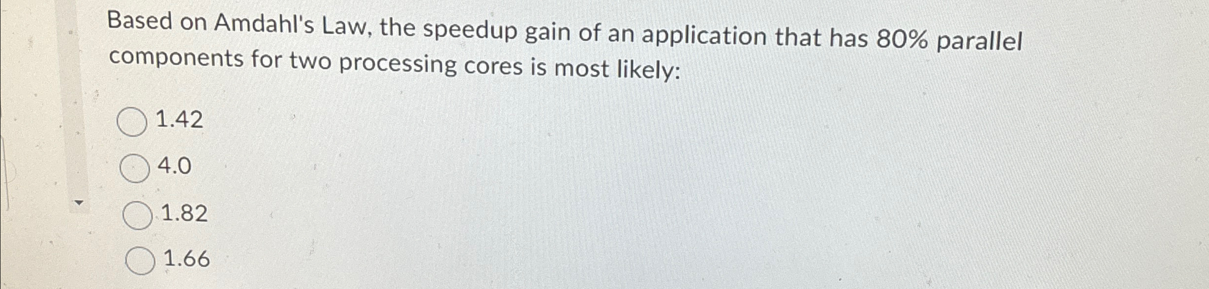 Solved Based On Amdahls Law The Speedup Gain Of An 