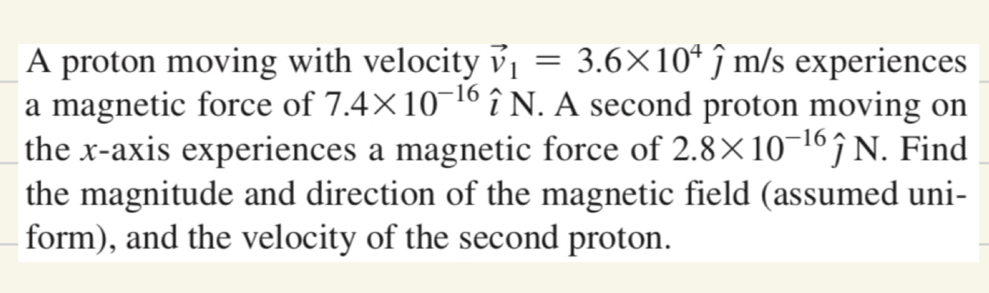 Solved A proton moving with velocity vec(v)1=3.6×104hat(ȷ)ms | Chegg.com