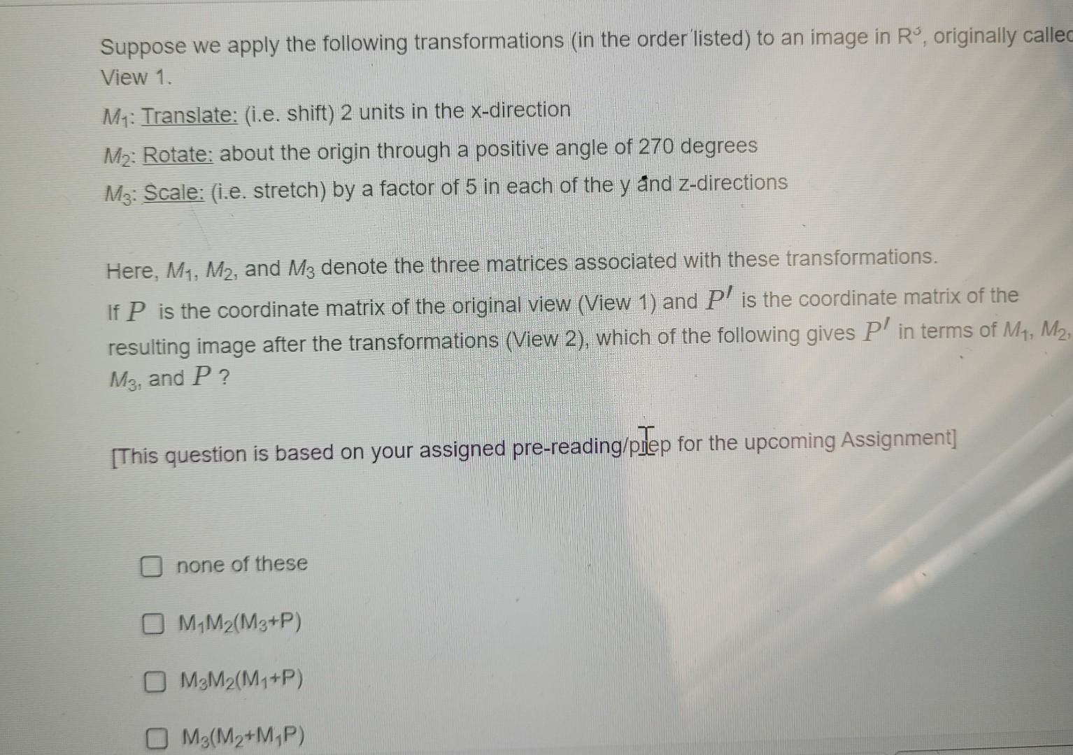 Solved Suppose we apply the following transformations (in | Chegg.com