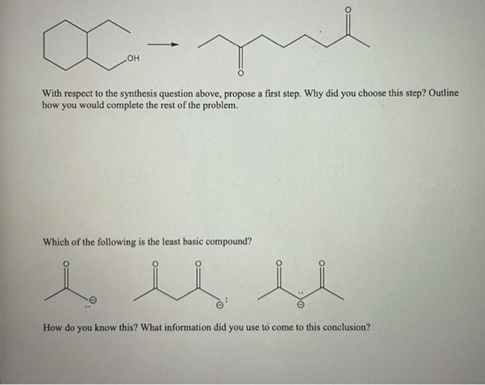Solved With respect to the synthesis question above, propose | Chegg.com