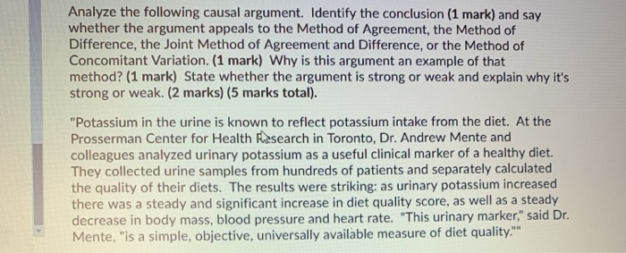 Solved Analyze the following causal argument. Identify the | Chegg.com