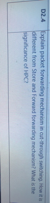 Solved D2.4 Explain packet forwarding mechanism in | Chegg.com