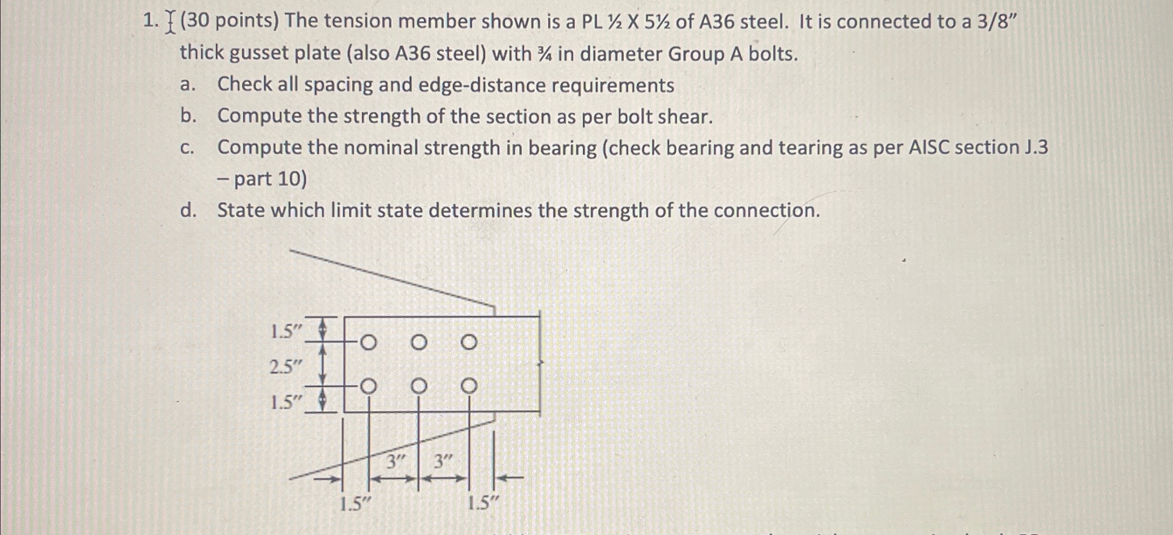 Solved Y ( 30 ﻿points) ﻿The tension member shown is a PL | Chegg.com