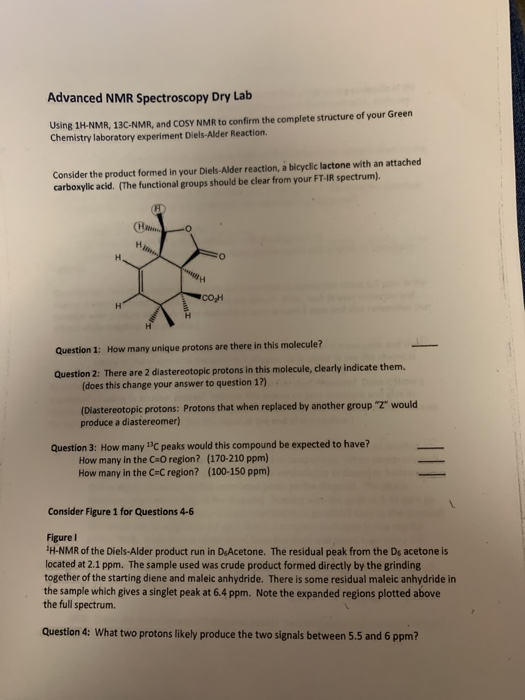 Advanced NMR Spectroscopy Dry Lab Using 1H-NMR, | Chegg.com