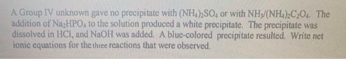 Solved Please do the net equation Mg forming MgNH4PO4 (step | Chegg.com