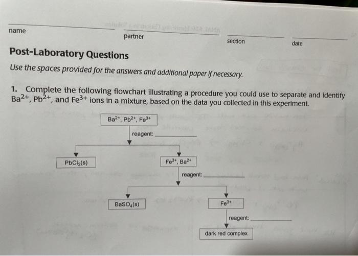 Solved name partner section date Post-Laboratory Questions | Chegg.com