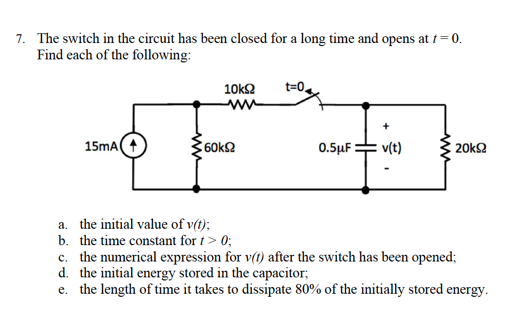 Solved The switch in the circuit has been closed for a long | Chegg.com