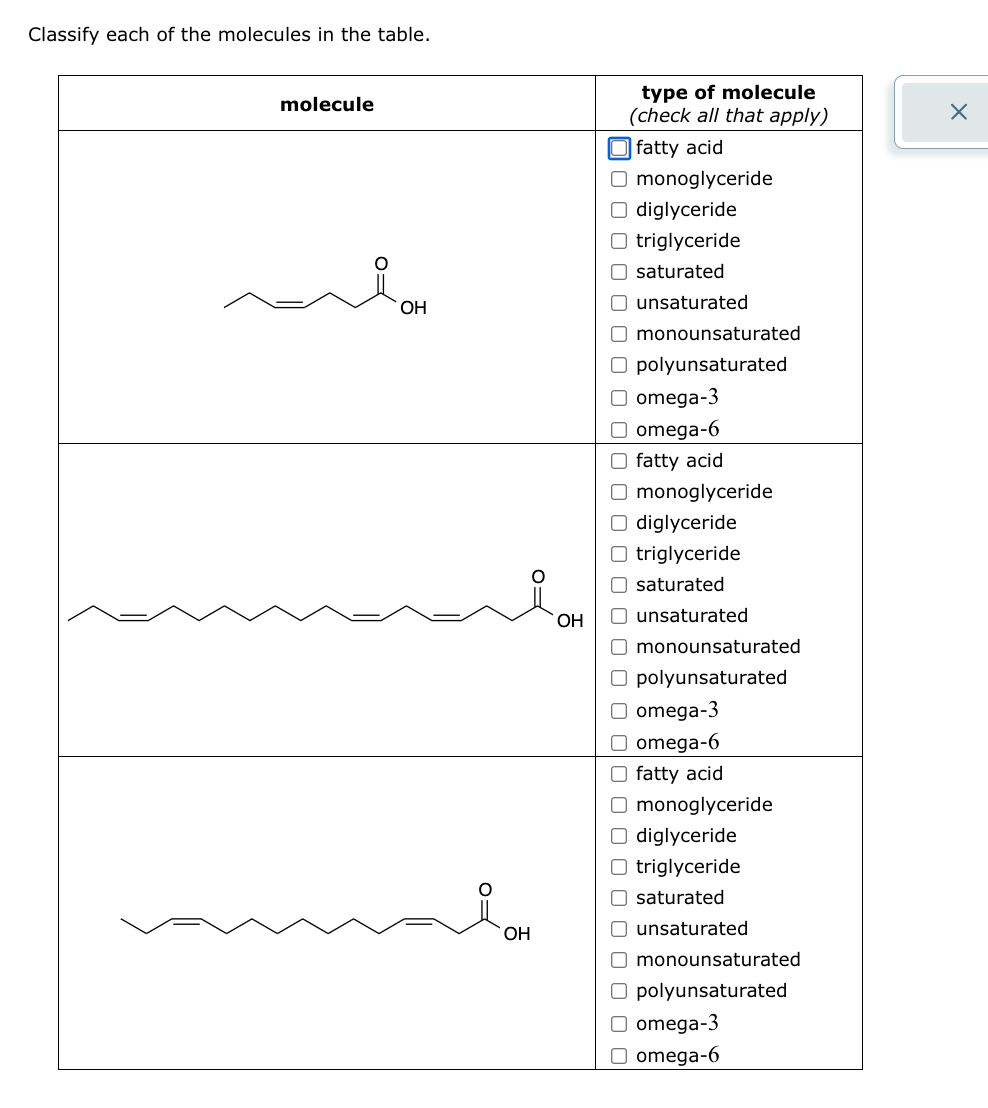Classify each molecule:Write the common (not IUPAC) | Chegg.com