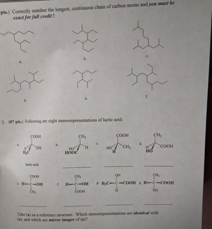 Solved pts.) Correctly number the longest, continuous chain | Chegg.com