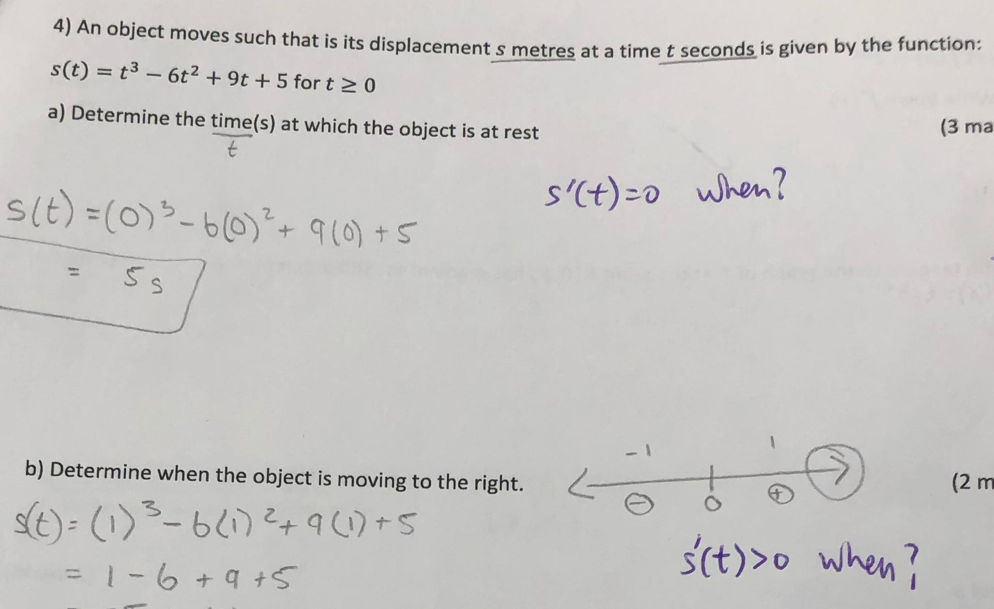 Solved An Object Moves Such That Is Its Displacement S