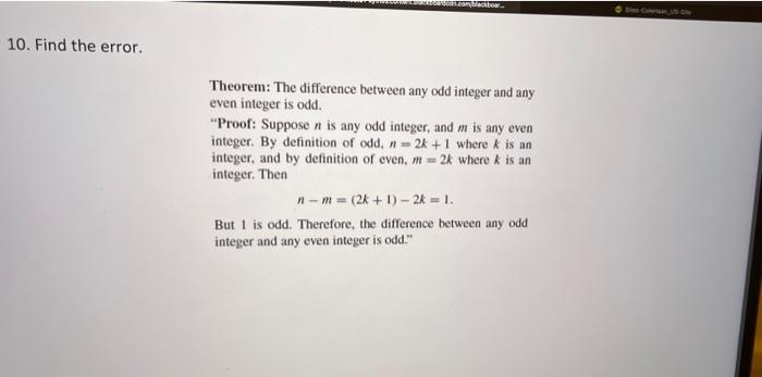 Solved SC 10. Find the error. Theorem: The difference | Chegg.com
