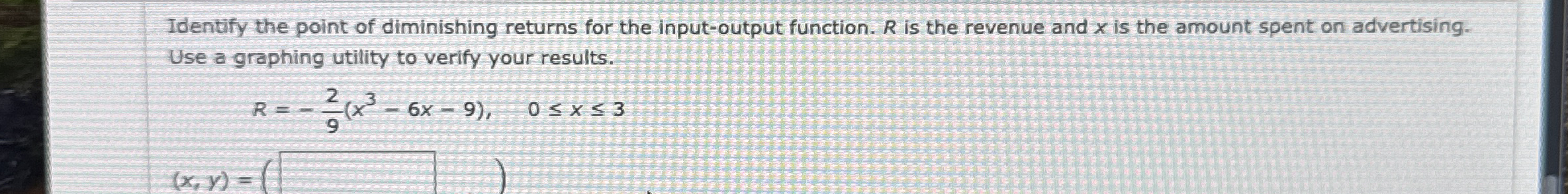 Solved Identify the point of diminishing returns for the | Chegg.com