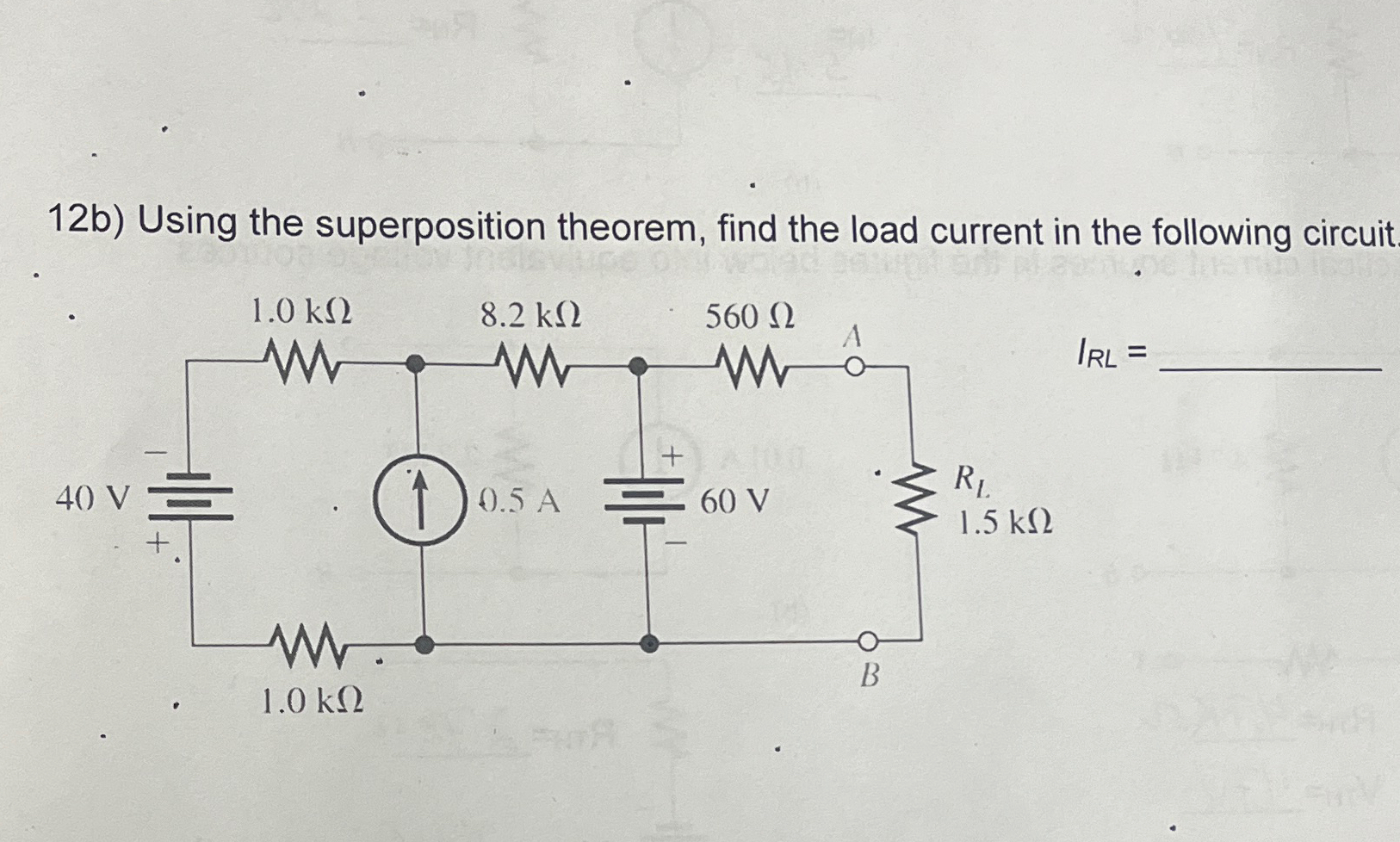 Solved 12b) ﻿Using the superposition theorem, find the load | Chegg.com