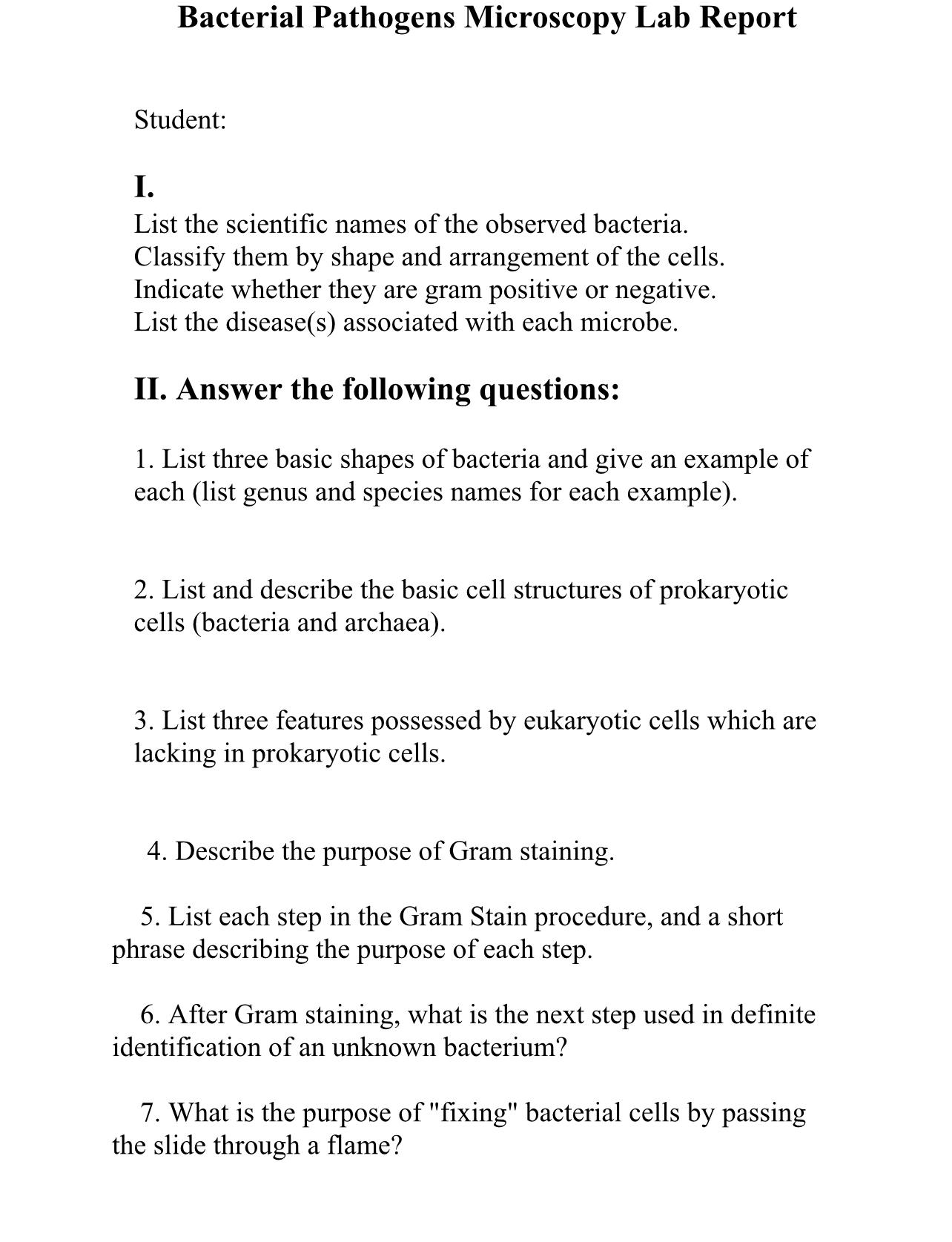 Solved Bacterial Pathogens Microscopy Lab | Chegg.com