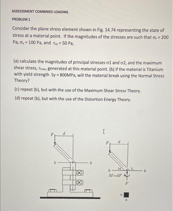 Solved ASSESSSMENT COMBINED LOADING PROBLEM 1 Consider the | Chegg.com