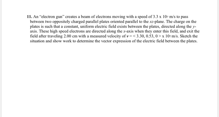 Solved 11 An Electron Gun Creates A Beam Of Electrons
