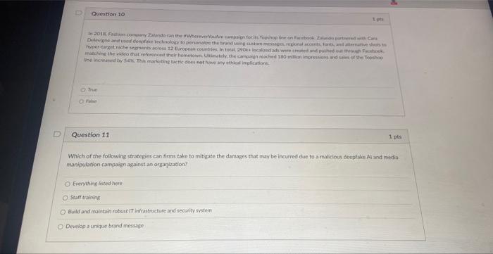 Solved True Question 11 1 pts Which of the following | Chegg.com