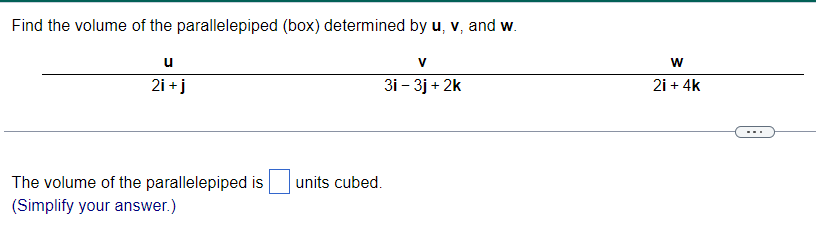 Solved Find the volume of the parallelepiped (box) | Chegg.com